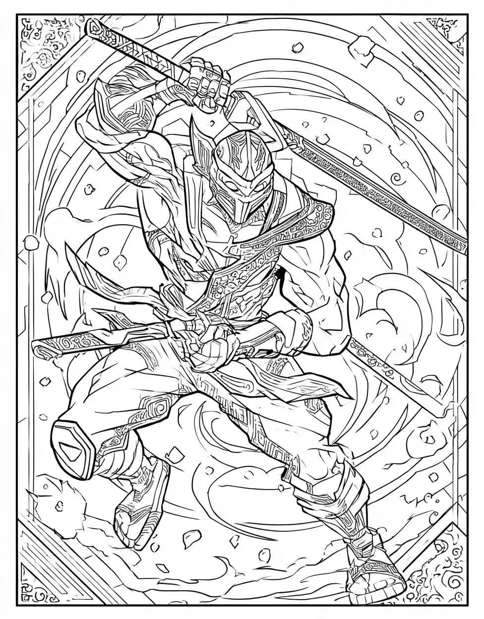 Medium Difficulty Coloring Page of Kai from TMNT - Free Coloring Page ...