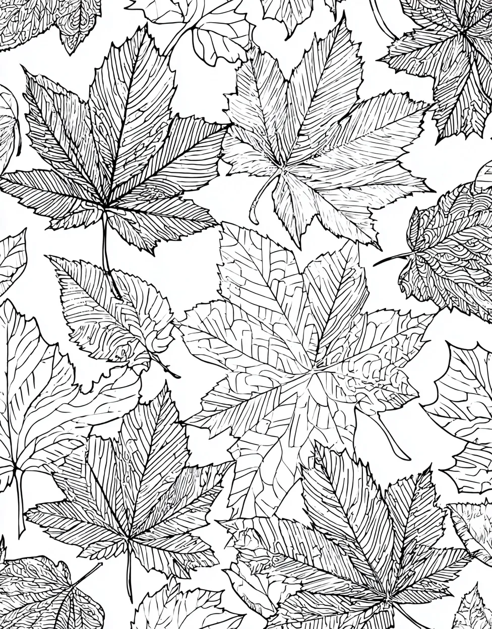 Intricate Autumn Leaves Coloring Pages for Adults - Free Coloring Page ...