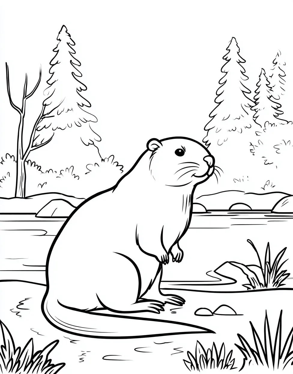 Easy Beaver Coloring Page for Kids - Fun & Creative! - Free Coloring ...
