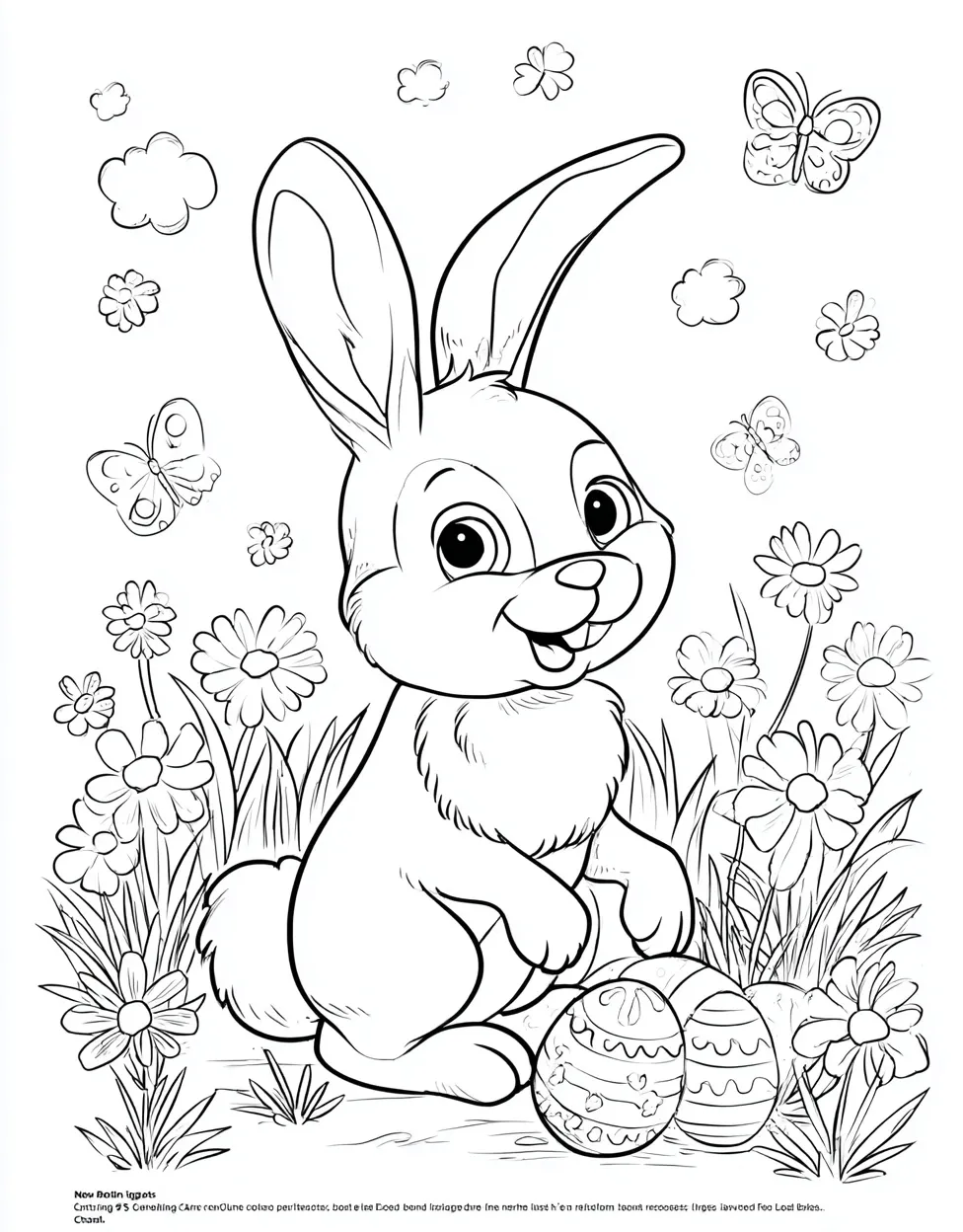 Playful Bunny Rabbit Coloring Page for Kids - Free Coloring Page ...