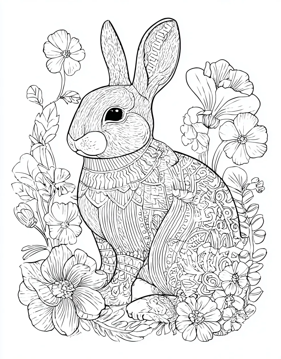 Relaxing Jasper Rabbit Coloring Page for Adults - Free Coloring Page ...