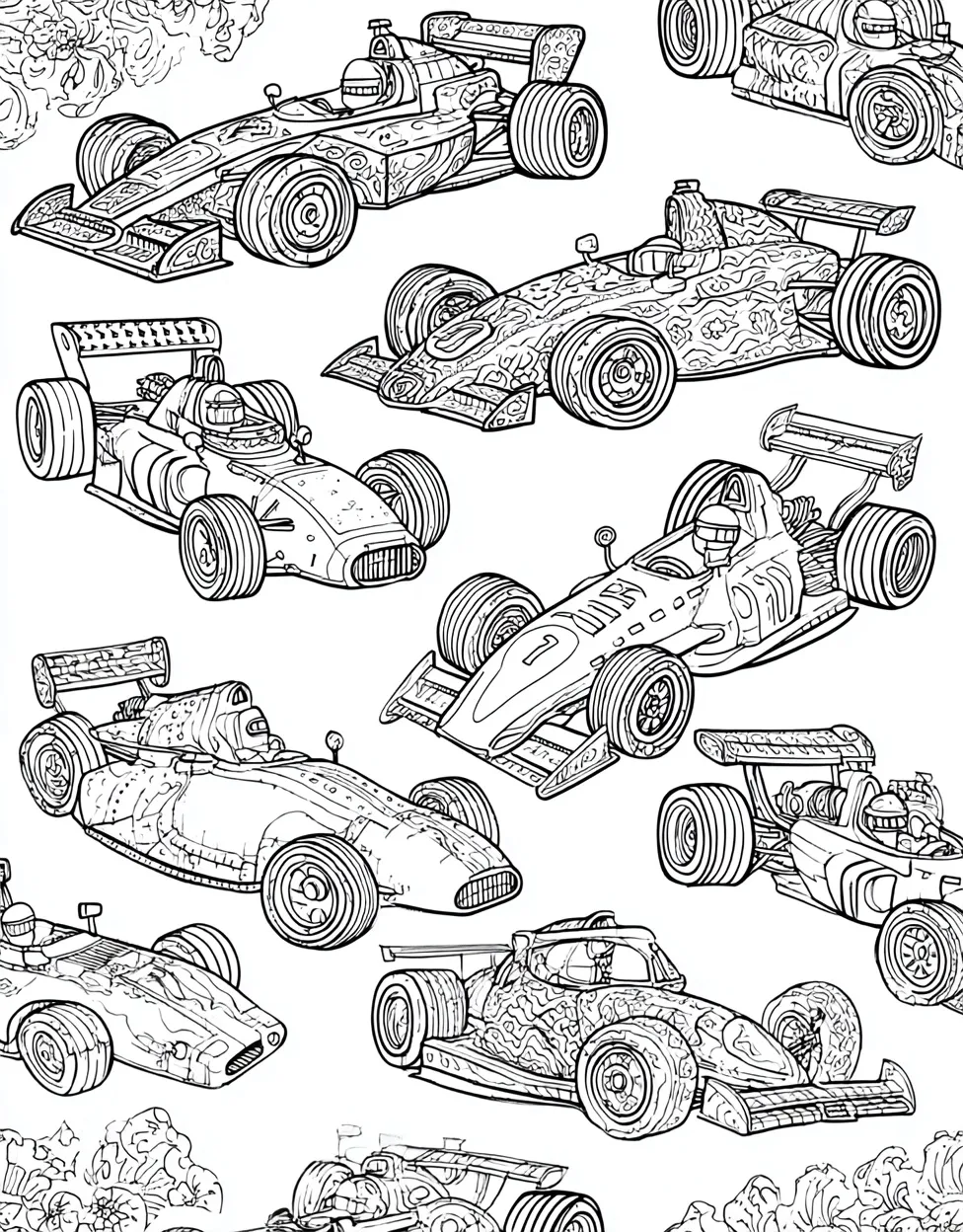 Intricate Race Cars Coloring Pages PDF for Adults - Free Coloring Page ...