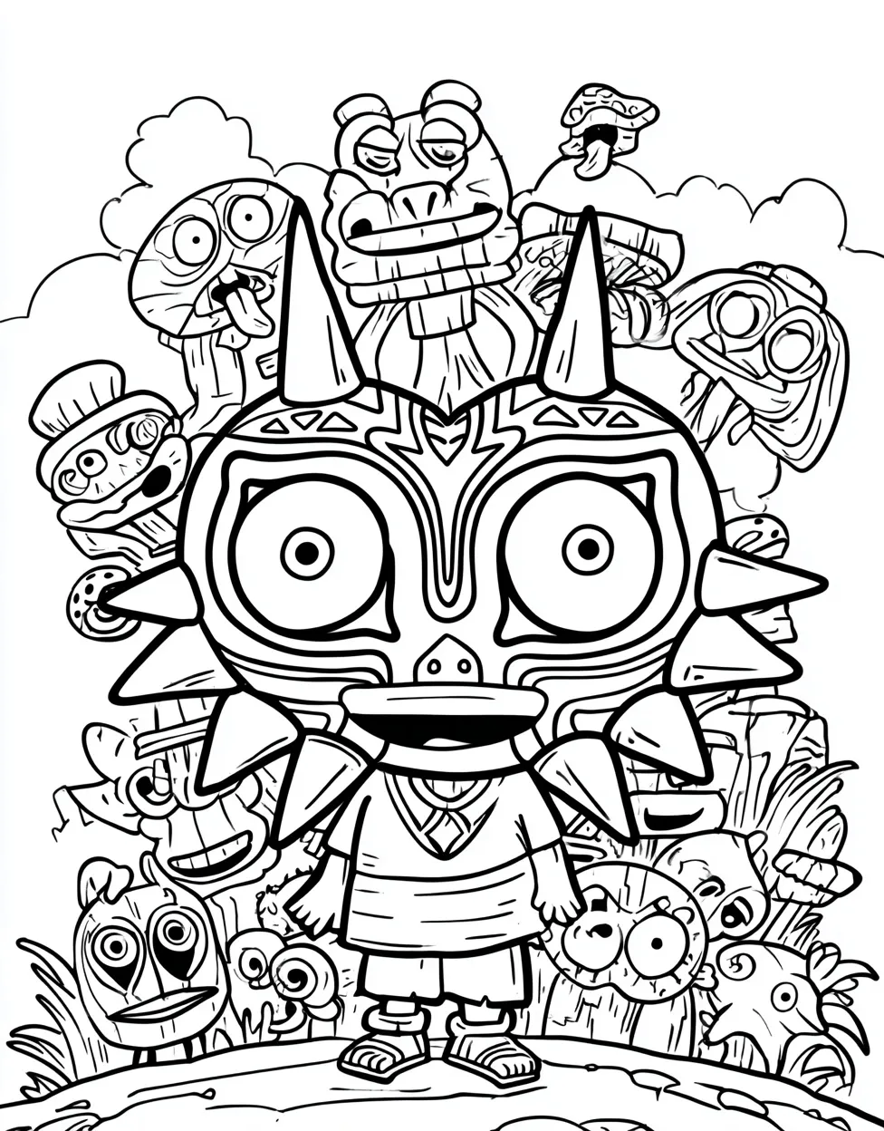 Whimsical Zelda Mask Salesman Coloring Page - Free Coloring Page ...