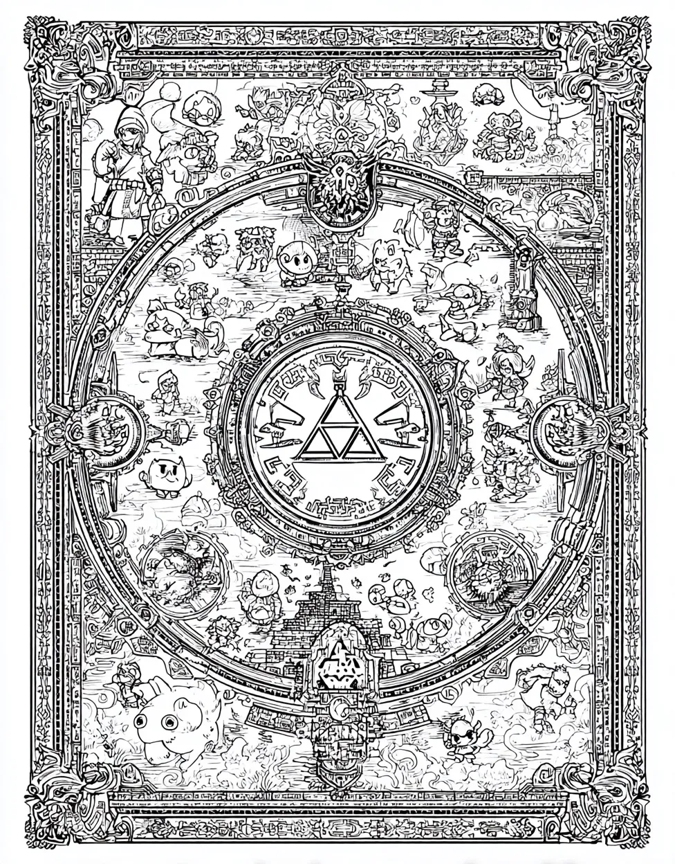 Intricate Legend of Zelda Small Coloring Pages for Adults - Free ...