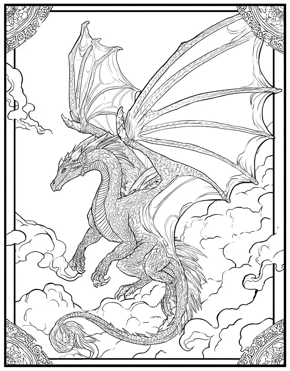 Artistic Icewing Dragon Wings Coloring Page for Adults - Free Coloring ...