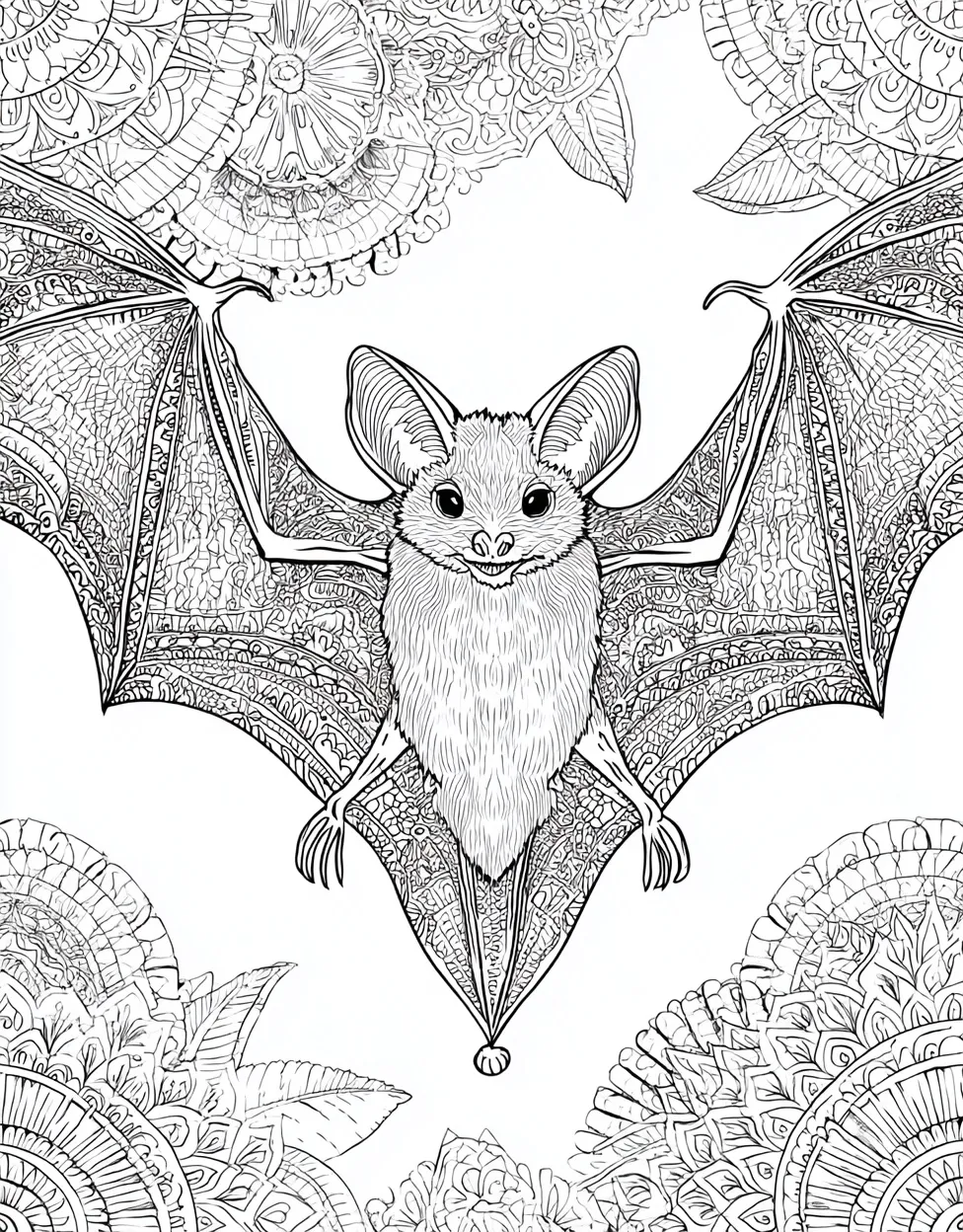 Intricate Cave Bat Coloring Page for Adults - Free Coloring Page ...