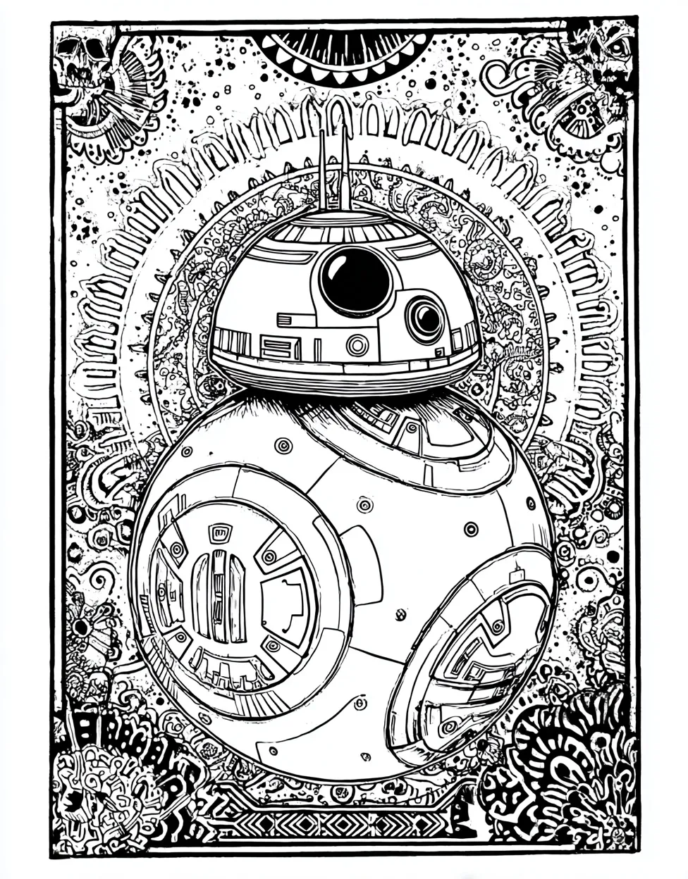 Challenging BB-8 Skull Kandy Coloring Page for Experts - Free Coloring ...