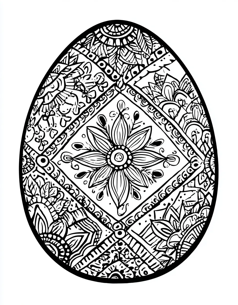 Intricate Mosaic Easter Egg Coloring Page for Adults - Free Coloring ...