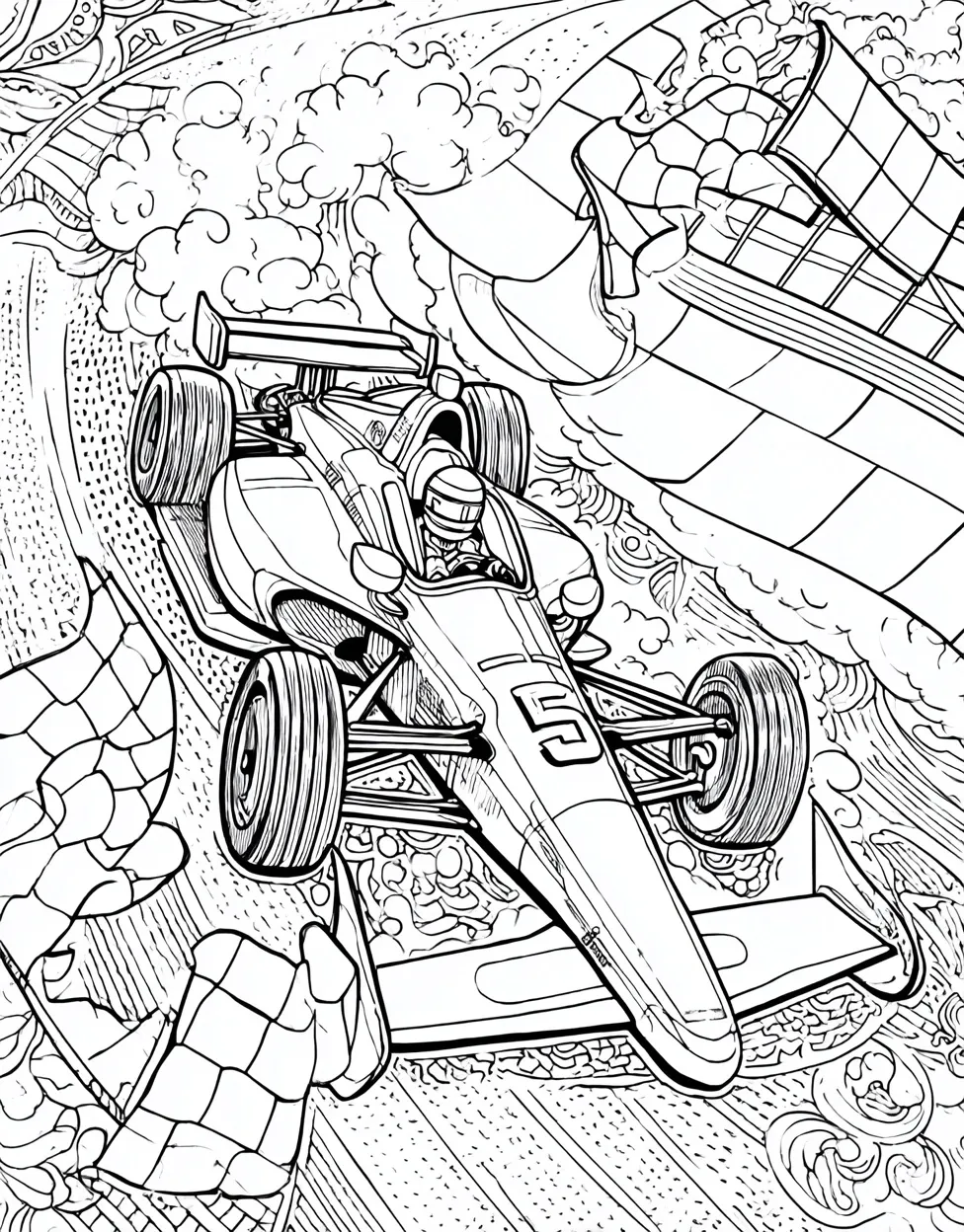 Medium Difficulty Indy 500 Race Car Coloring Pages - Free Coloring Page ...