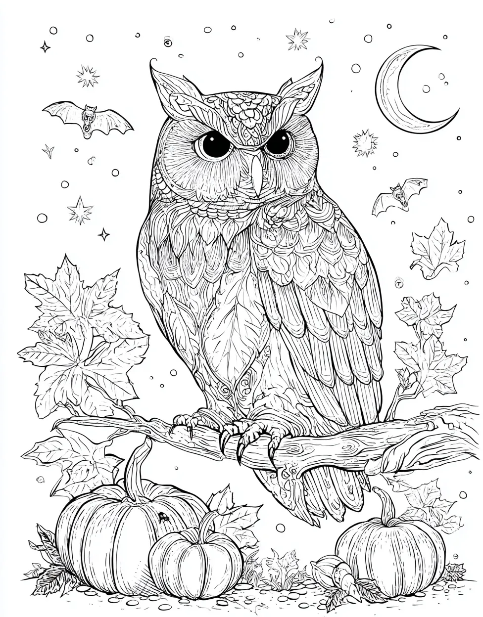 Charming Cute Halloween Owl Coloring Pages for Adults - Free Coloring ...