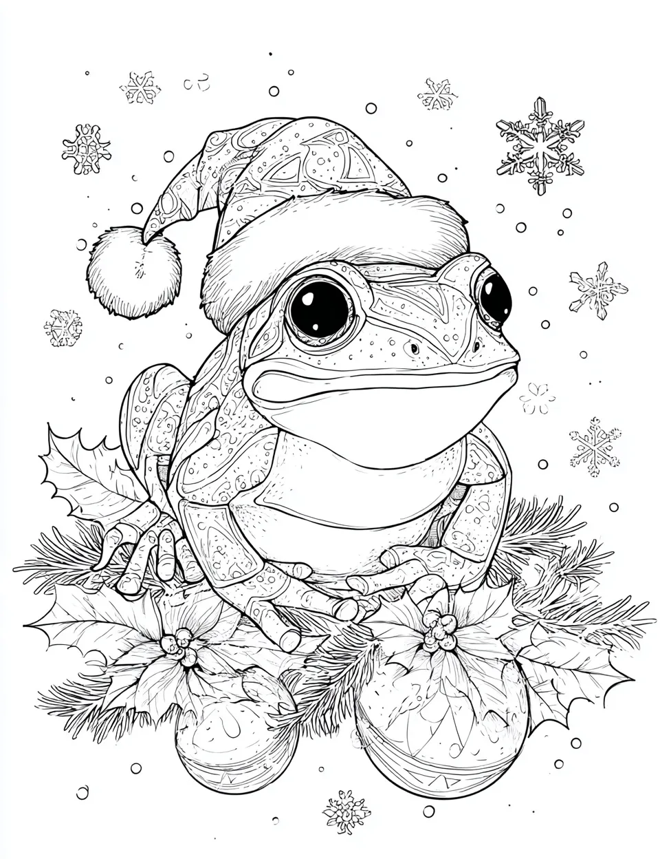 Whimsical Christmas Frog Coloring Page for Holiday Cheer - Free ...