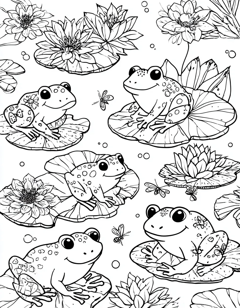 Playful Frogs: Cute Coloring Pages for Adults - Free Coloring Page ...