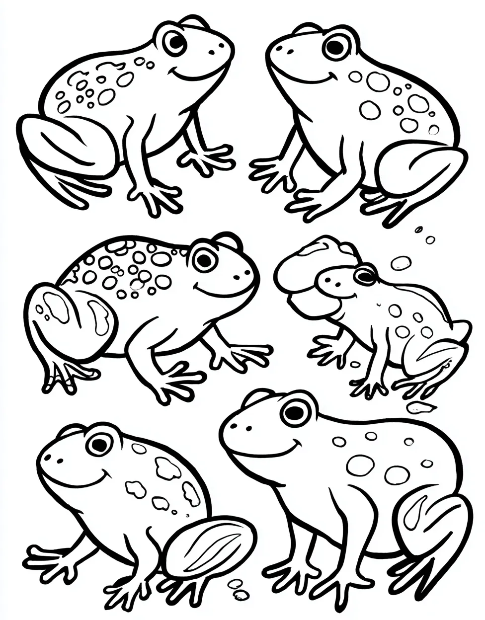 Easy Five Green and Speckled Frogs Coloring Page for Kids - Free ...