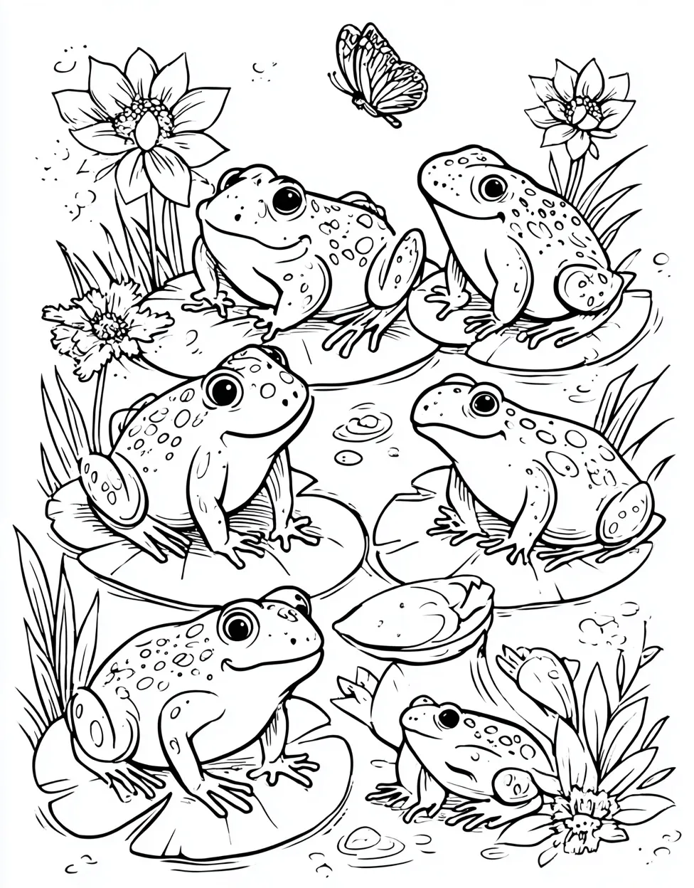 Five Green and Speckled Frogs Coloring Page Fun! - Free Coloring Page ...