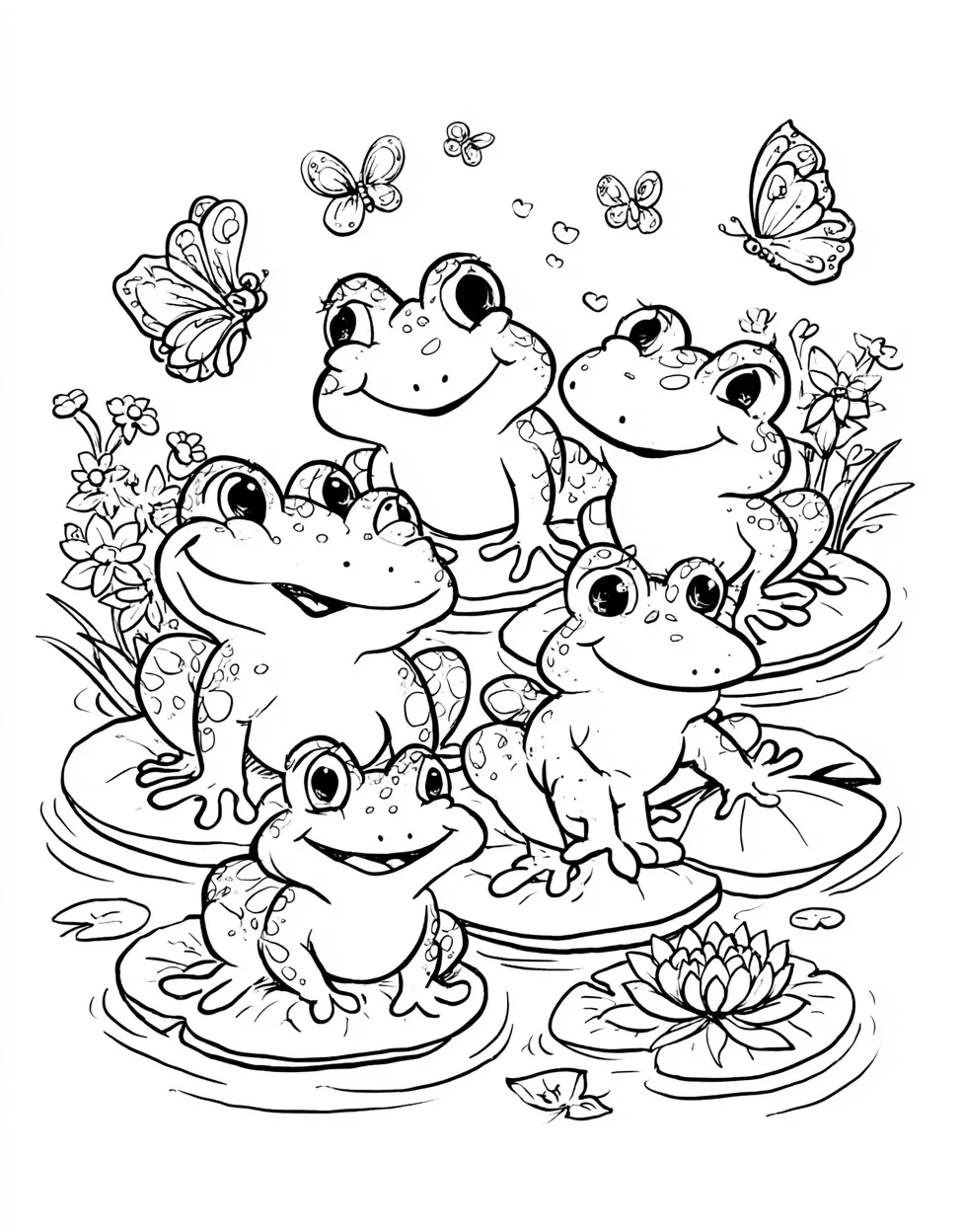 Five Green and Speckled Frogs Coloring Fun for Kids - Free Coloring ...