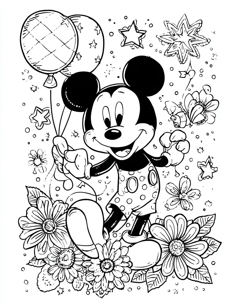 Relaxing Mickey Mouse Coloring Page - Medium Difficulty - Free Coloring ...