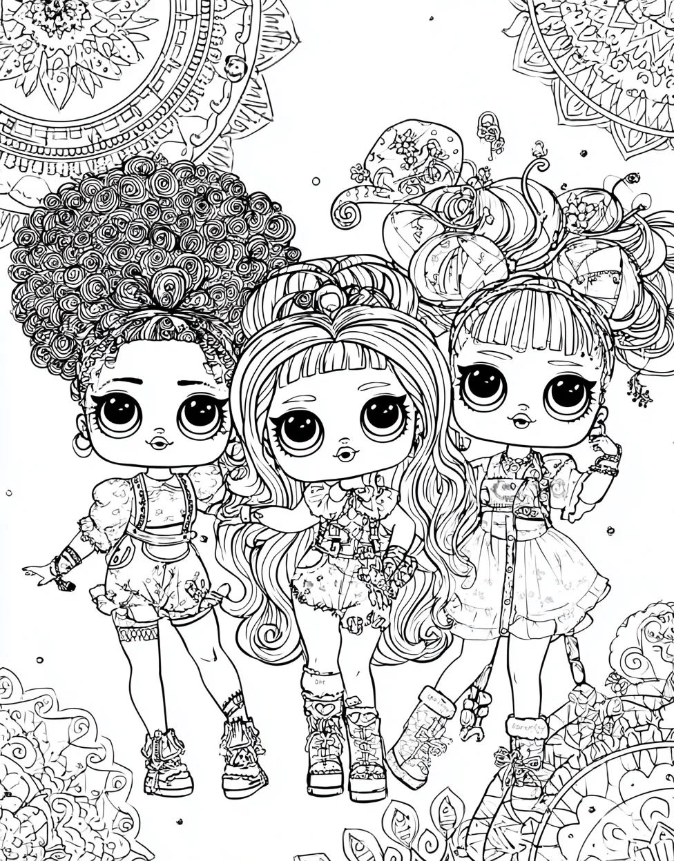 Big LOL Dolls Coloring Pages with Unique Patterns - Free Coloring Page ...