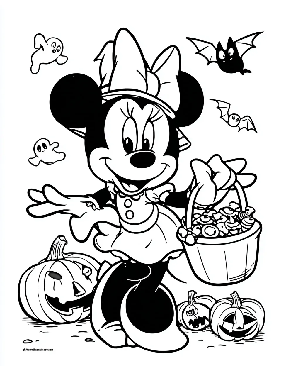 Minnie Mouse Halloween Coloring Pages for Kids - Free Coloring Page ...