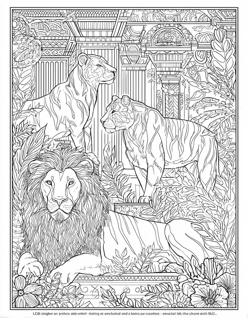 Daniel in the Lions Den: Complex Adult Coloring Page - Free Coloring ...