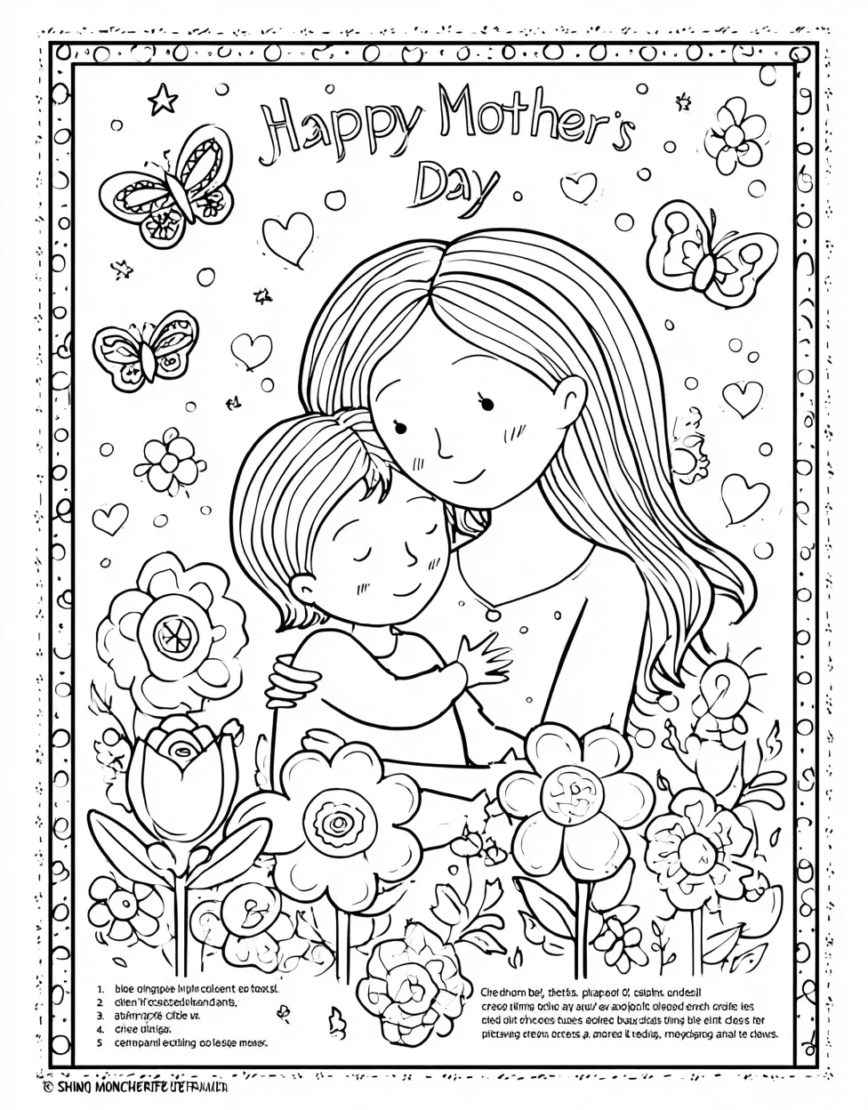 Whimsical Mothers Day Coloring Page for Adults - Free Coloring Page ...