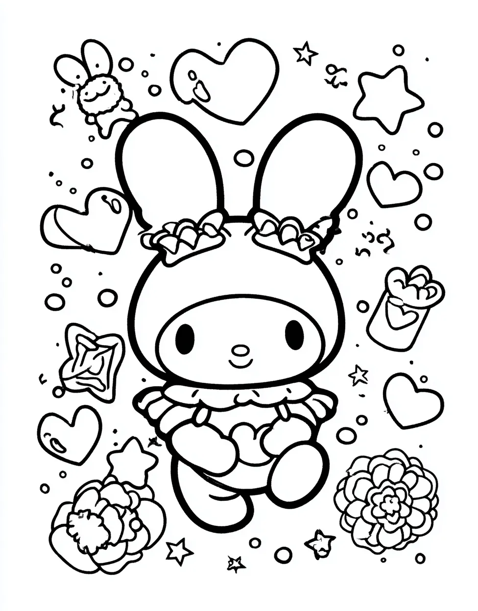 Cute My Melody Coloring Pages for Boredom Busters - Free Coloring Page ...