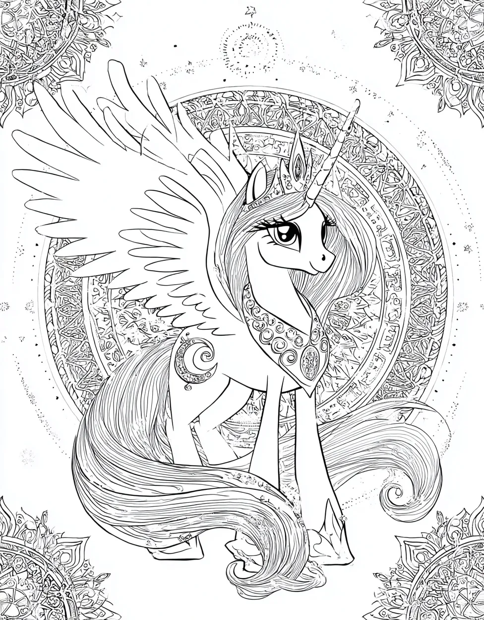 Intricate Celestia MLP Coloring Page for Adults - Free Coloring Page ...