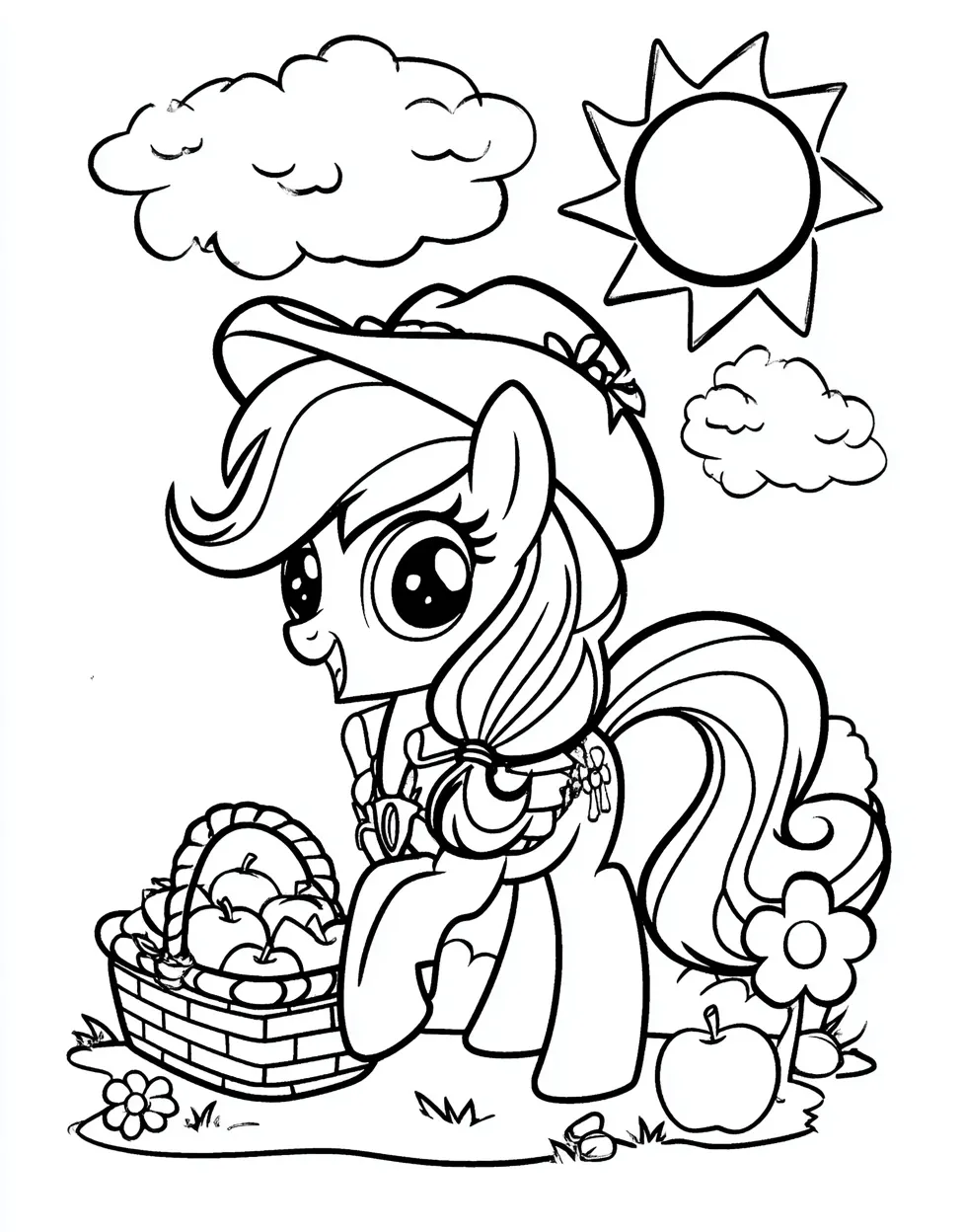 Chibi Applejack Coloring Page for Kids to Enjoy - Free Coloring Page ...