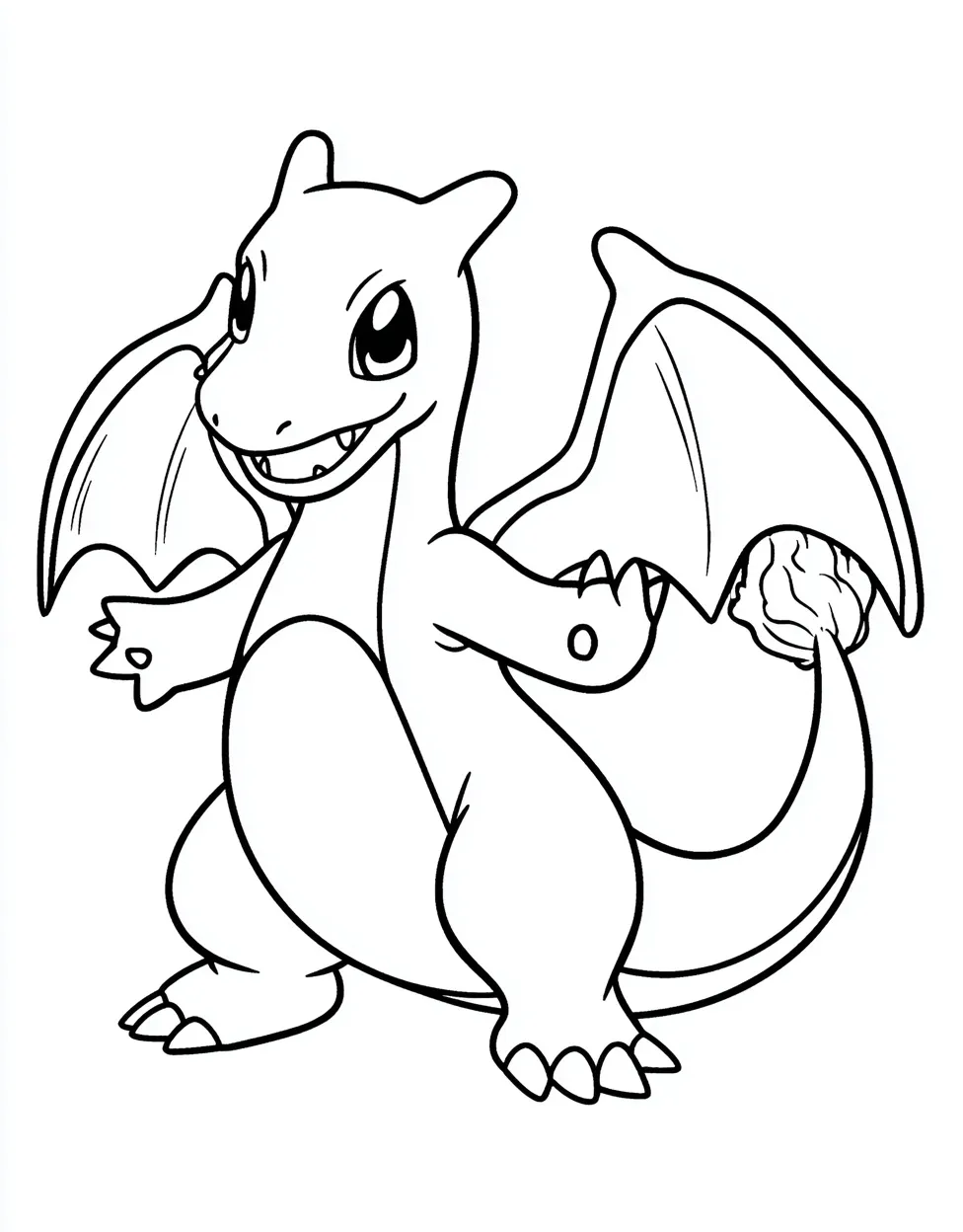Simple Blue Charizard Coloring Page for Young Creators - Free Coloring ...