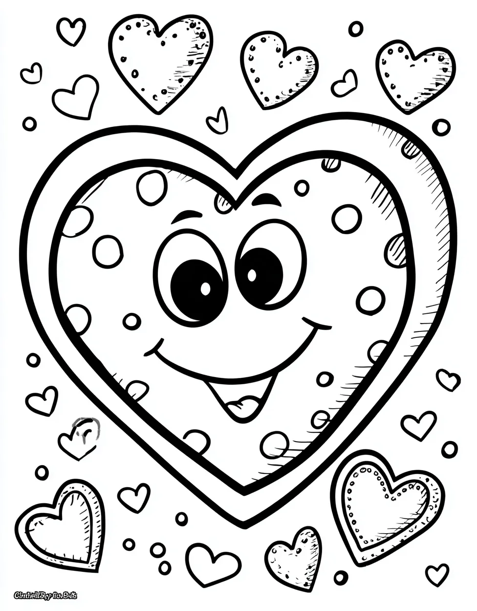 Adorable Valentine's Day Coloring Page with Hearts - Free Coloring Page ...