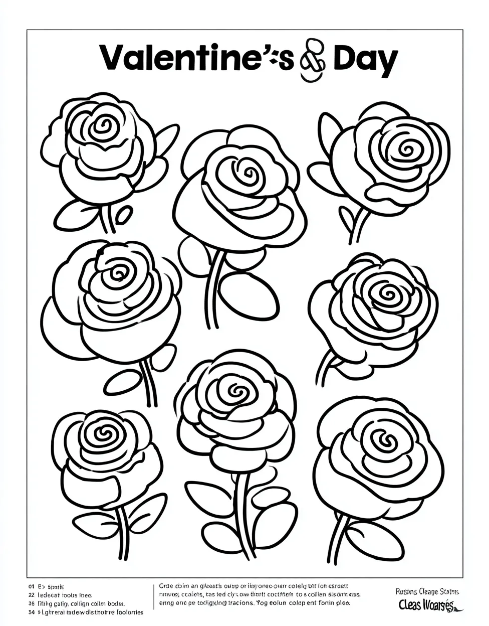 Fun Valentine's Day Roses Coloring Pages for Kids - Free Coloring Page ...
