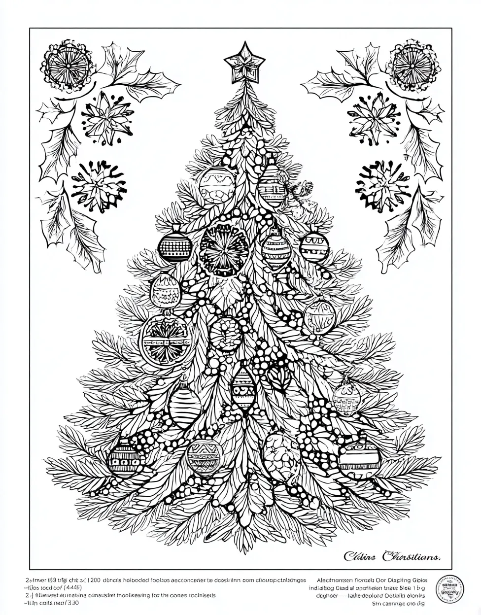 Ornate Christmas Color Pages for Adult Relaxation - Free Coloring Page ...