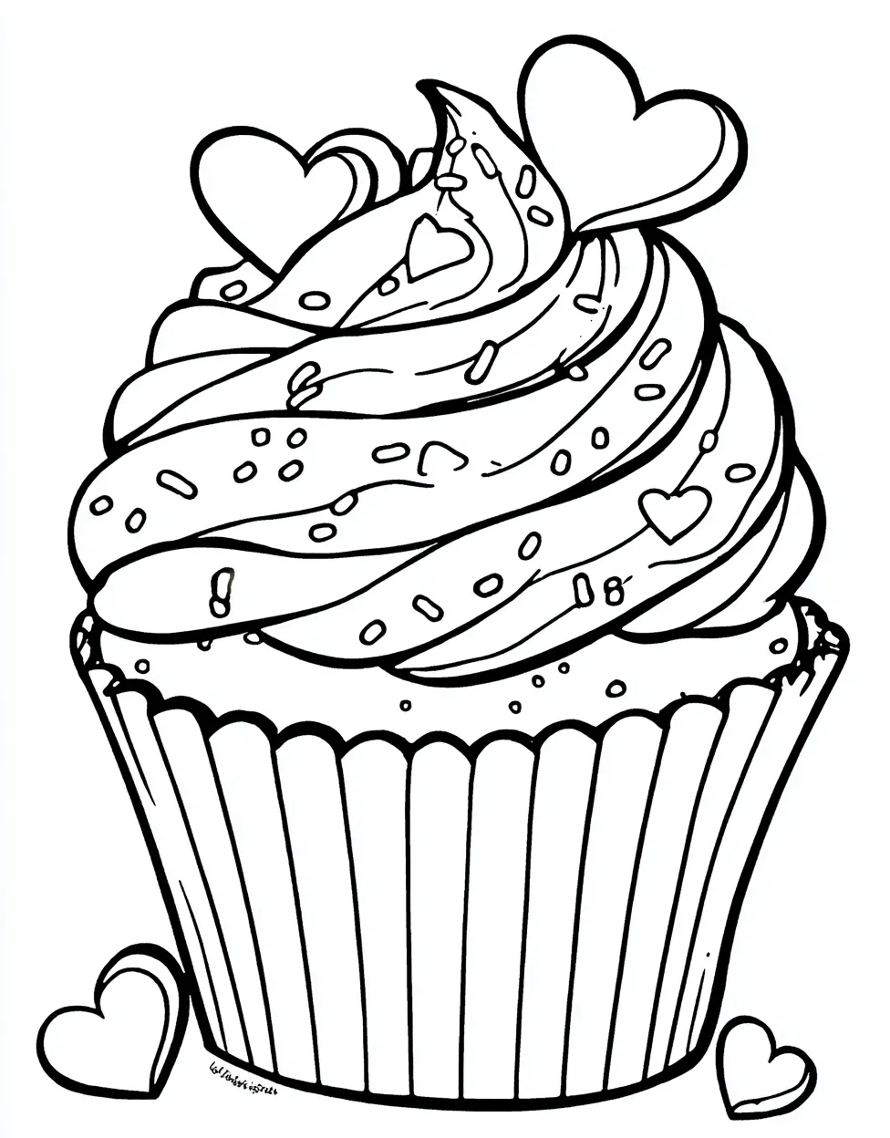Sweet Valentine's Day Cupcake Coloring Pages for Kids - Free Coloring ...