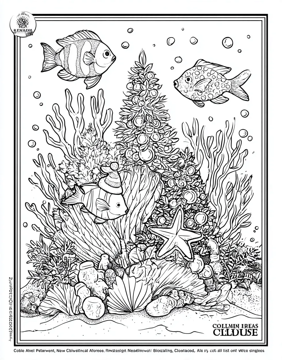 Festive Coral Reef Coloring Page for Holiday Relaxation - Free Coloring ...