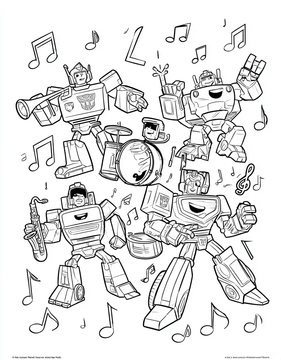 Jazz Transformers Coloring Page: Fun Music Theme - Free Coloring Page ...