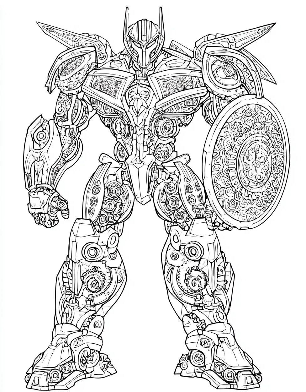 Intricate Blades Transformer Coloring Page for Mature Artists - Free ...