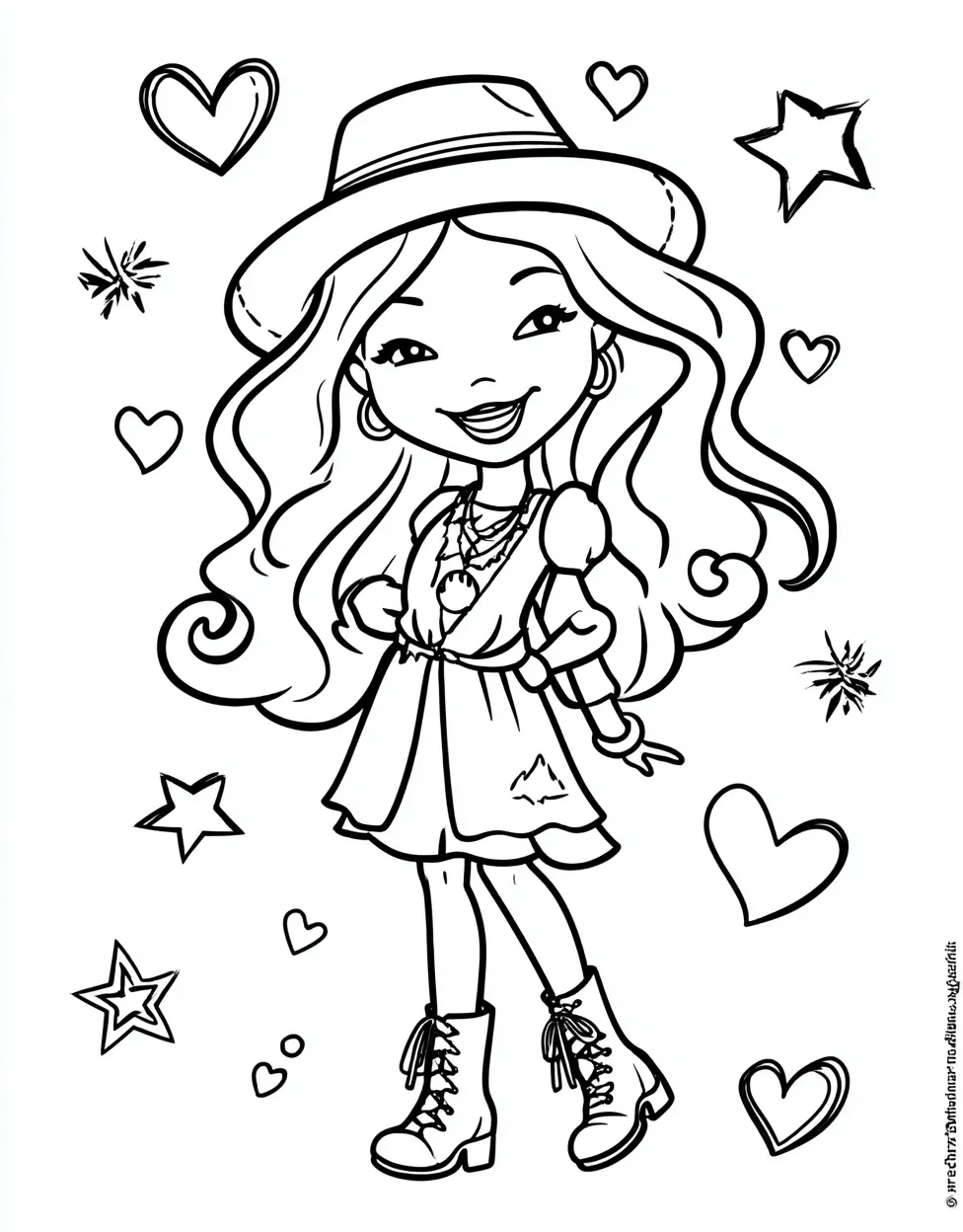 Easy Cloe Gypsy Coloring Page for Young Children - Free Coloring Page ...