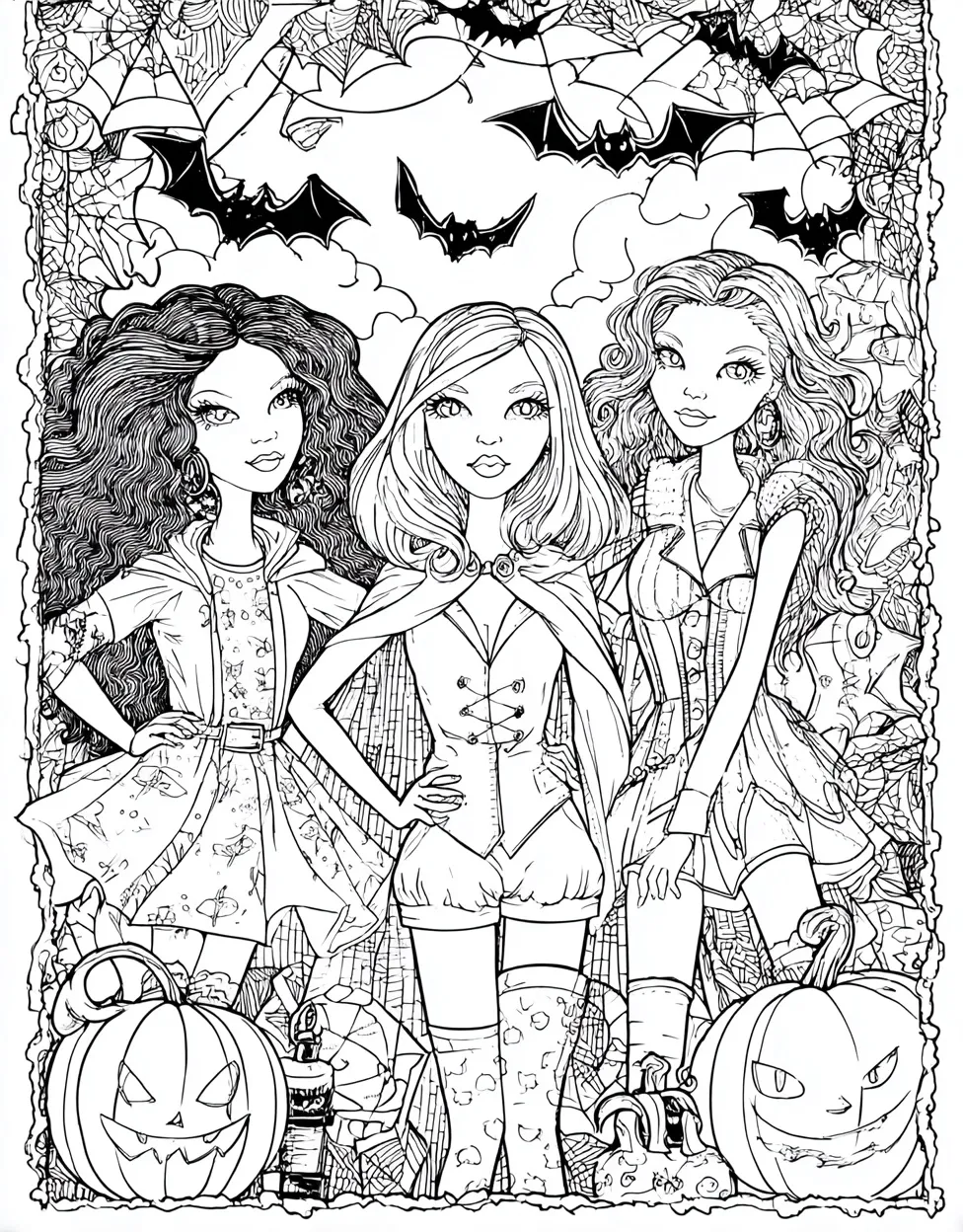 Spooky Bratz Halloween Coloring Pages for Adults - Free Coloring Page ...