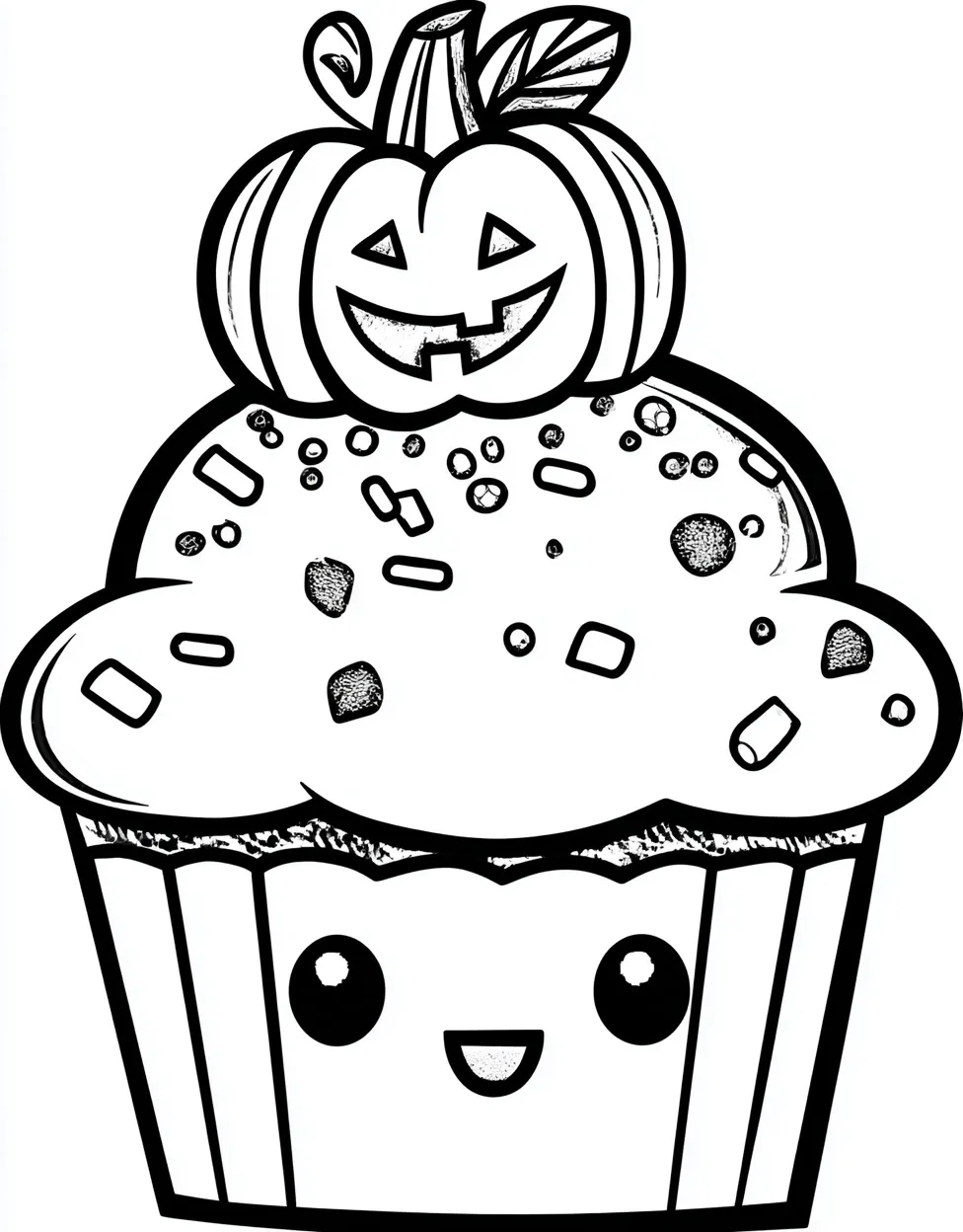Spooky Halloween Cupcake Coloring Pages for Toddlers - Free Coloring ...