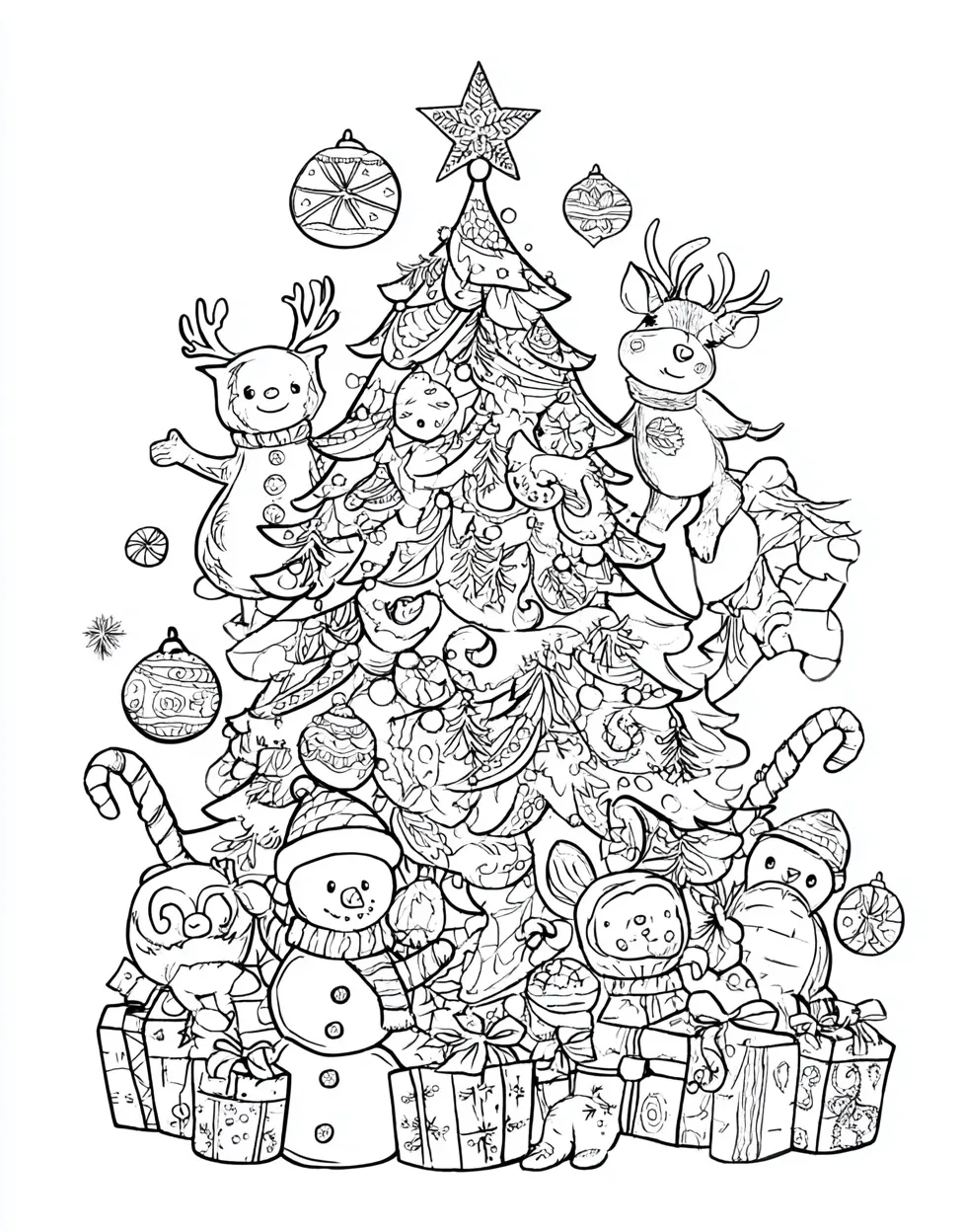 Charming Christmas Scene Coloring Page for Adults - Free Coloring Page ...