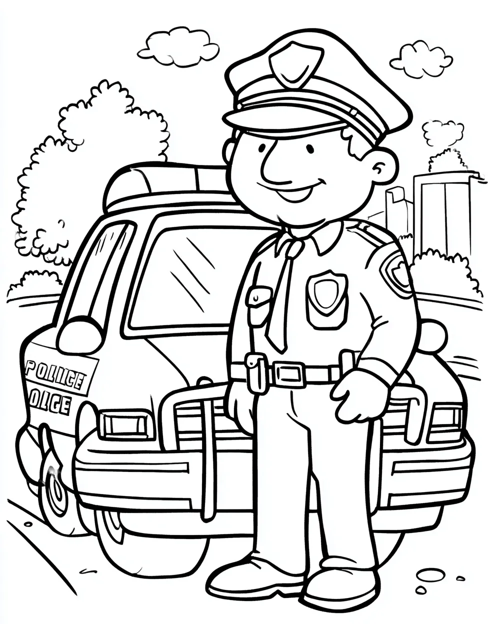 Toddler-Friendly Police Car Coloring Page to Print - Free Coloring Page ...