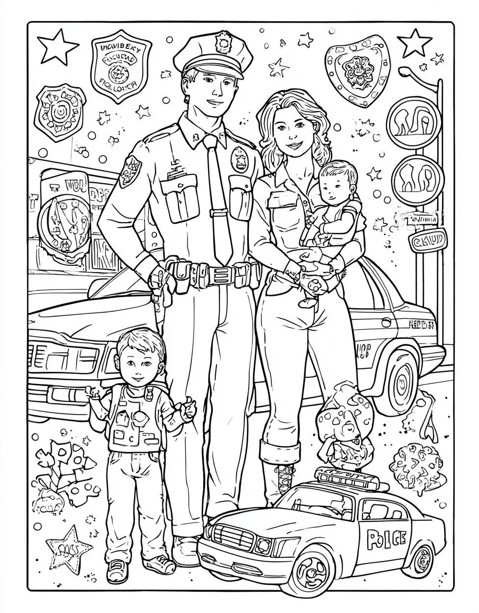 Printable Police Emergency Scene Coloring Page for Adults - Free ...