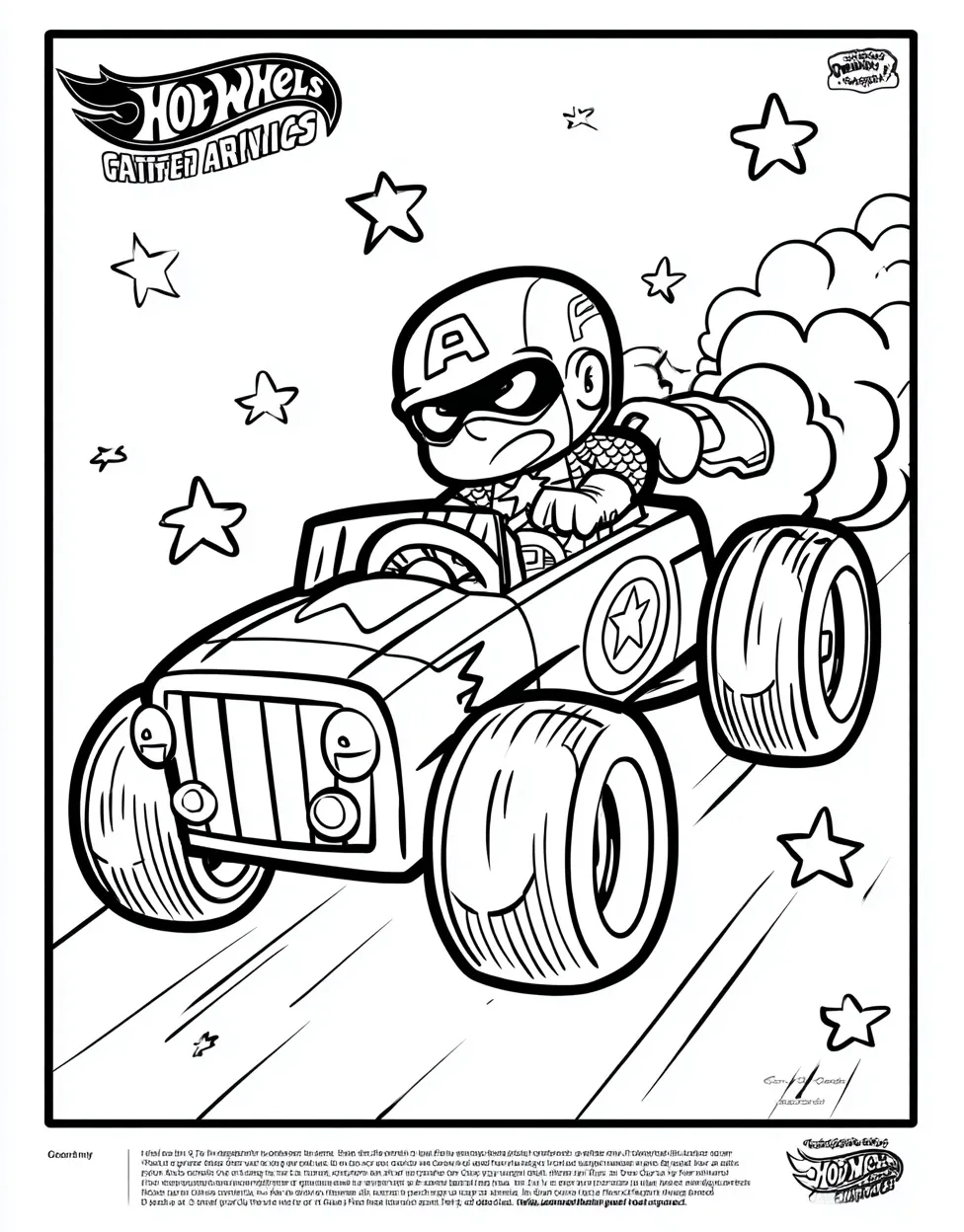 Captain America Hot Wheels Coloring Page for Kids - Free Coloring Page ...