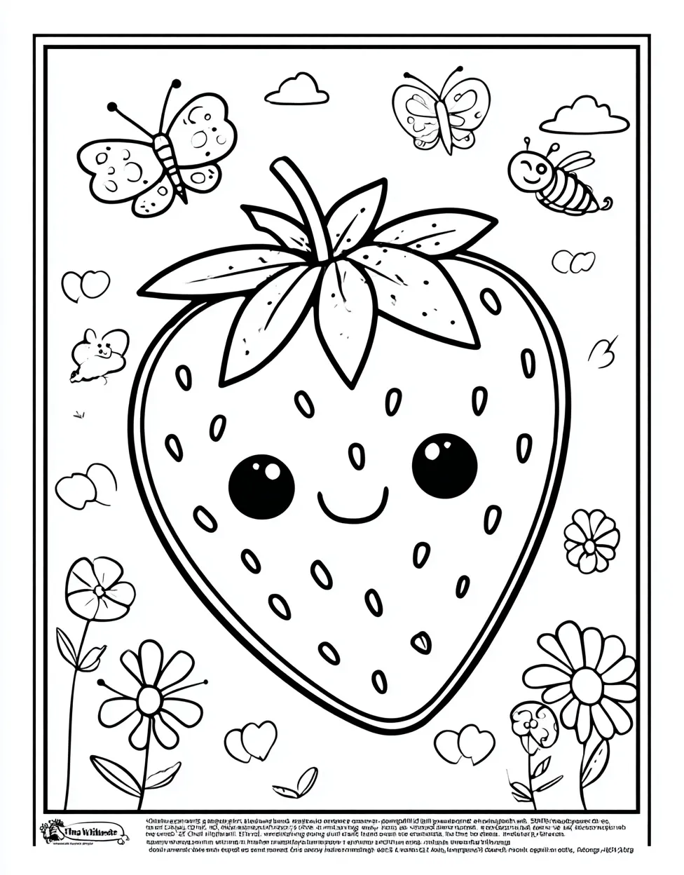 Charming Strawberry Coloring Page for Little Artists - Free Coloring ...