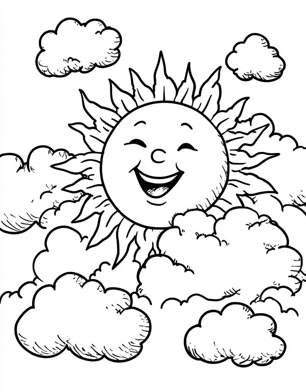 Delightful Smiling Sun Coloring Page for Toddlers - Free Coloring Page ...