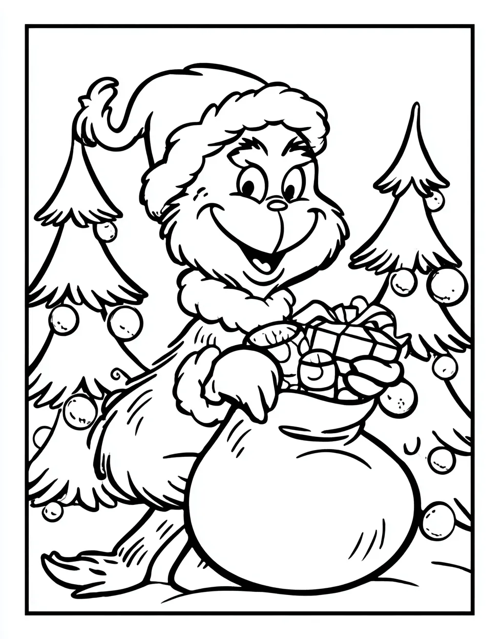 Joyful Christmas Grinch Coloring Page for Kids - Free Coloring Page ...