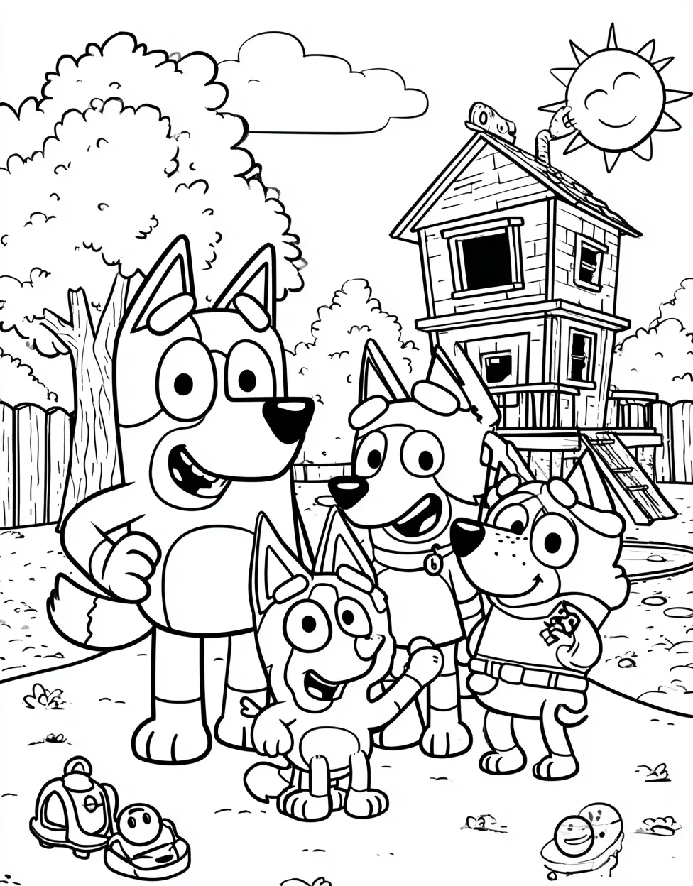 Engaging Bluey Family Coloring Page for Kids - Free Coloring Page ...