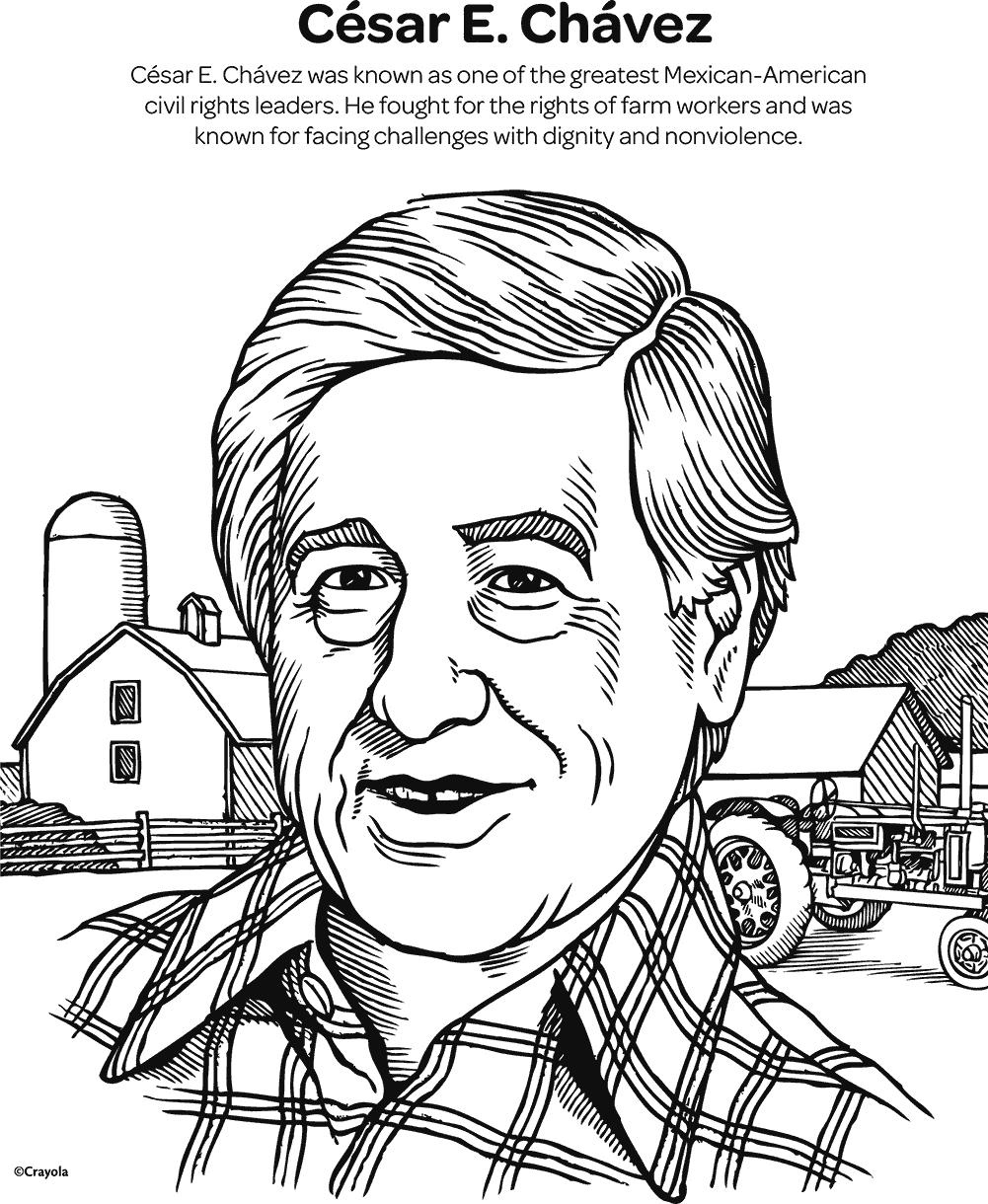 Cesar E Chavez - Free Coloring Page Download | CrayonColoringPages